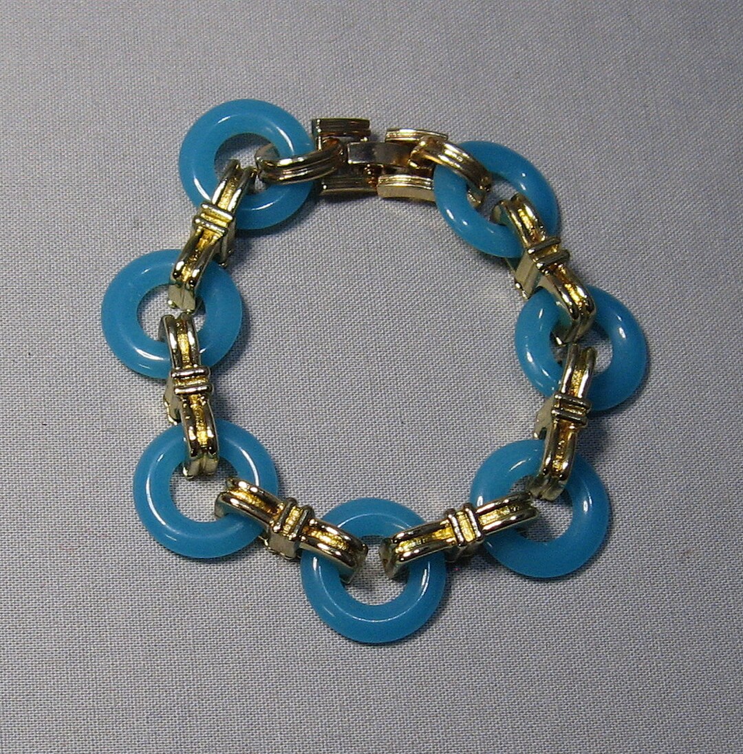 Vintage Talbots Sapphire and Gold Acrylic Bracelet - Etsy