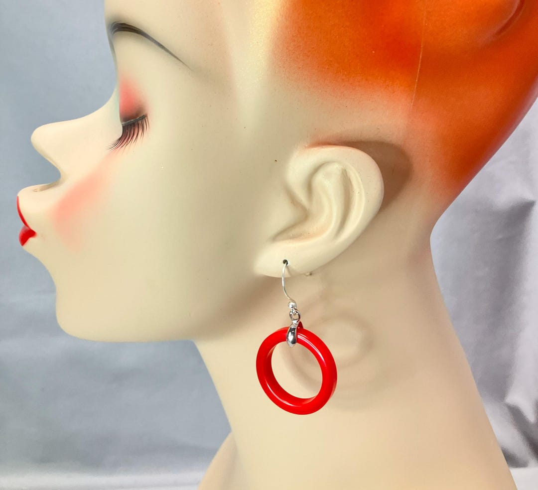 Red Lucite Hoop Earrings - Etsy