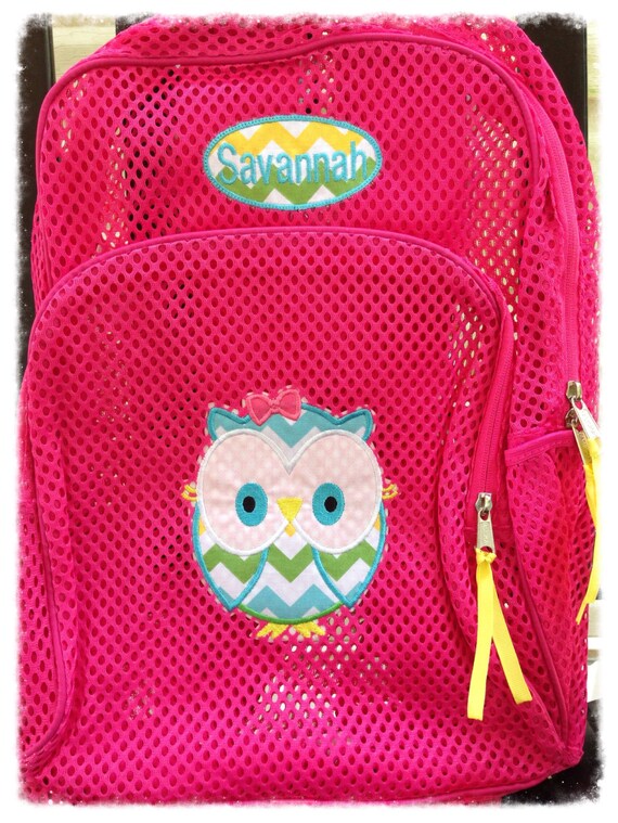 OWL Chevron Mesh Backpack for Girls Personalized - Etsy