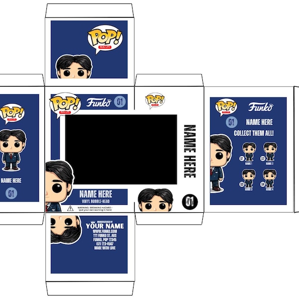 Plantilla caja funko pop canva - Etsy España