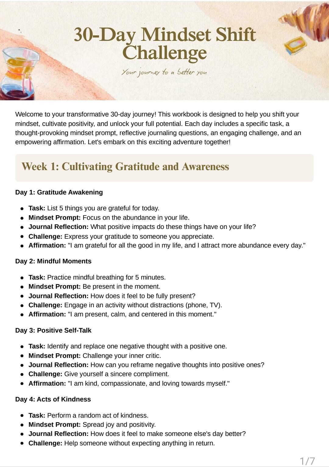 30-day Mindset Shift Challenge - Etsy