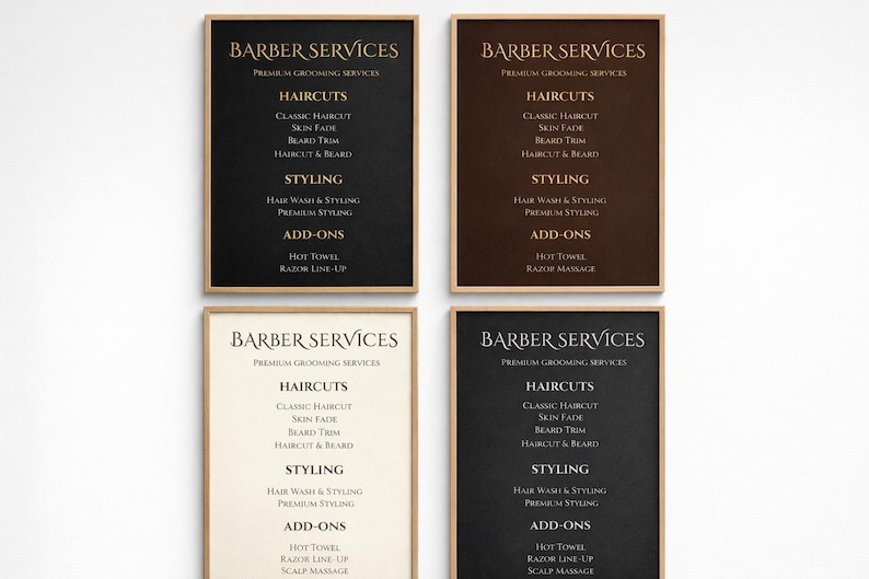 Barber Price List Canva Template | Editable Barbershop Services Menu ...