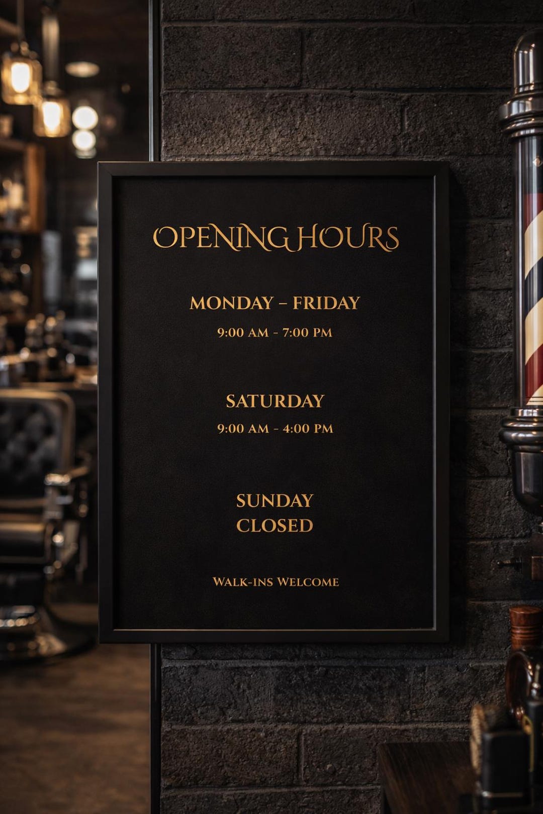 Barber Opening Hours Sign Canva Template | Editable Barbershop Hours ...