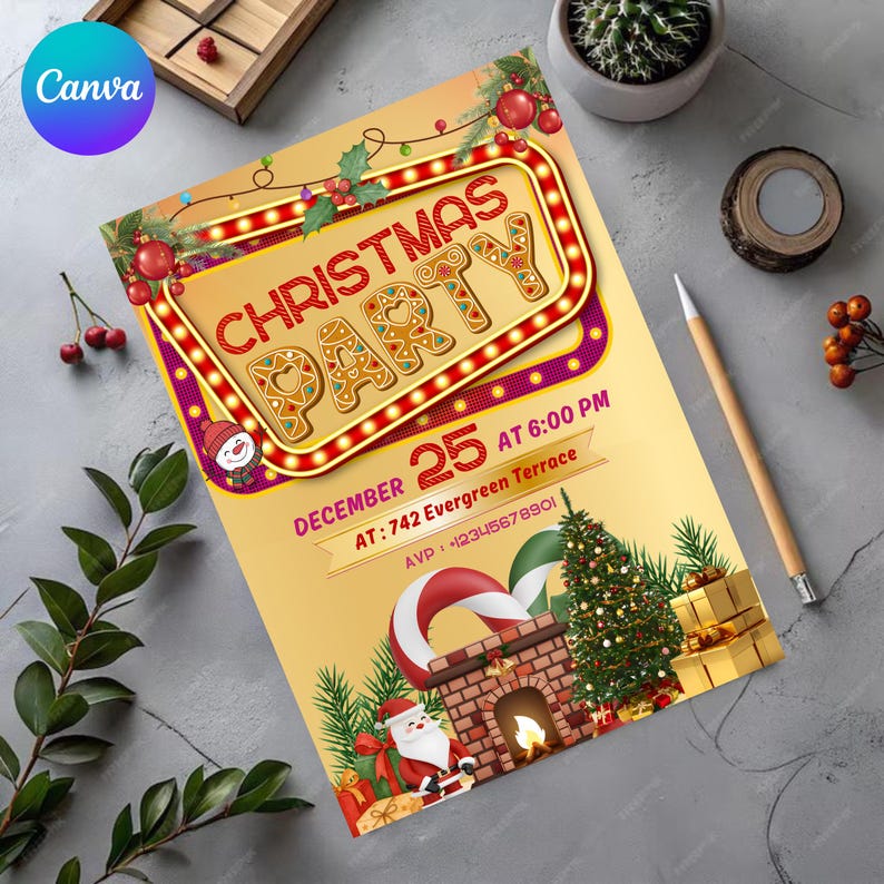 Christmas Party Invitation, Holiday Flyer Invitations, Work Christmas ...