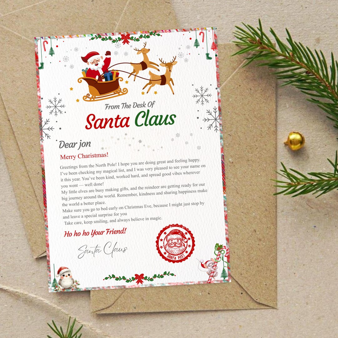 Personalized Letter From Santa Claus Printable : Christmas Letter for ...