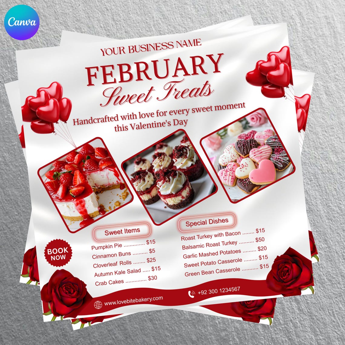 Valentine's Day Bakery Flyer, February Bake Sale Flyer, Bakery Flyer ...