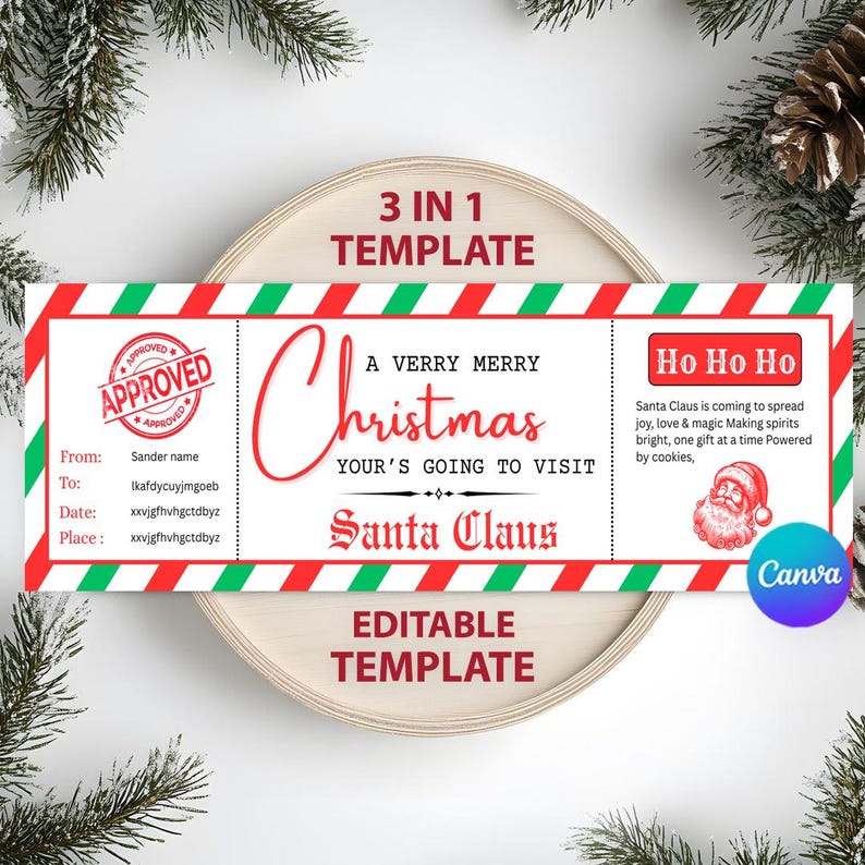 North Pole Gift Ticket Template | Christmas Gifts Voucher | Santa Visit ...