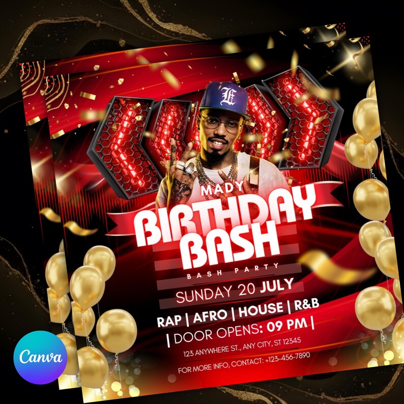 Birthday Party Flyer, Men's Birthday Flyer, Birthday Boy, Event Flyer ...