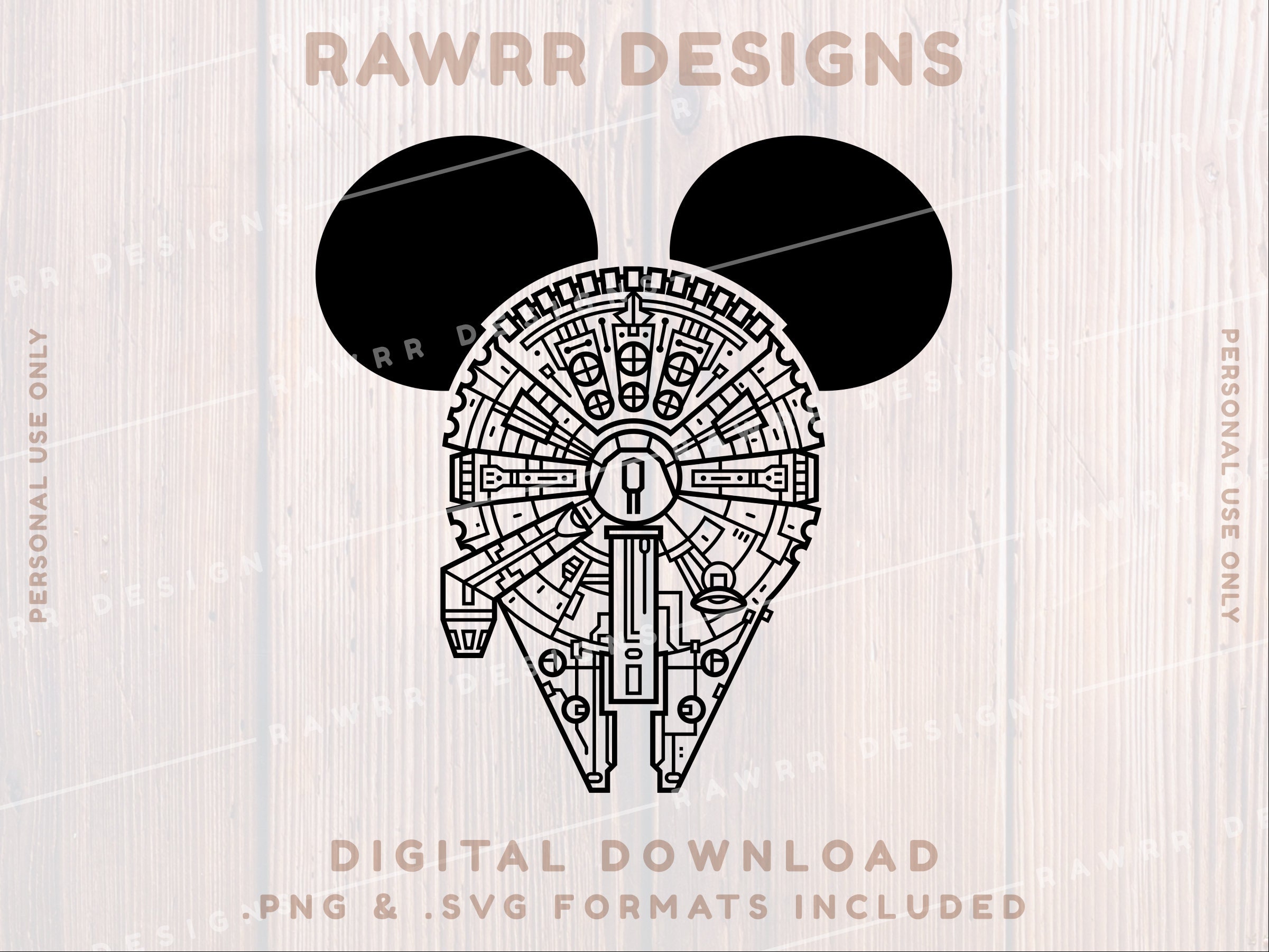 Millennium Falcon Mickey | SVG PNG | Cricut Silhouette Cut File - Etsy