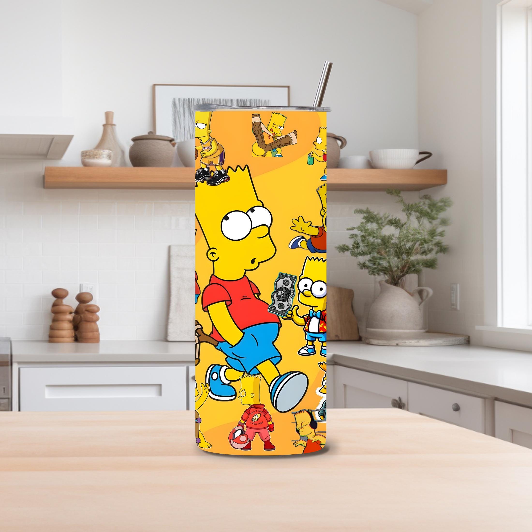 Simpsons Inspired Stainless Steel Tumbler | Cartoon Collage 20oz With ...