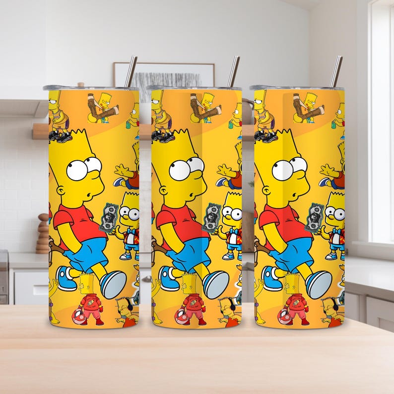 Simpsons Inspired Stainless Steel Tumbler | Cartoon Collage 20oz With ...