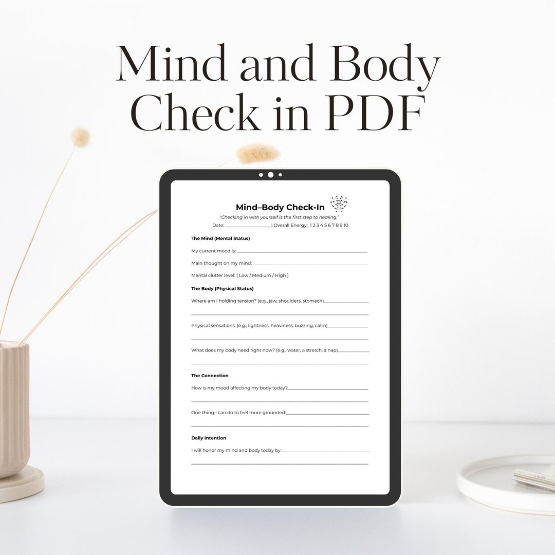 Mind-body Check-in PDF, Somatic Tracking Sheet, Mental Health Daily ...