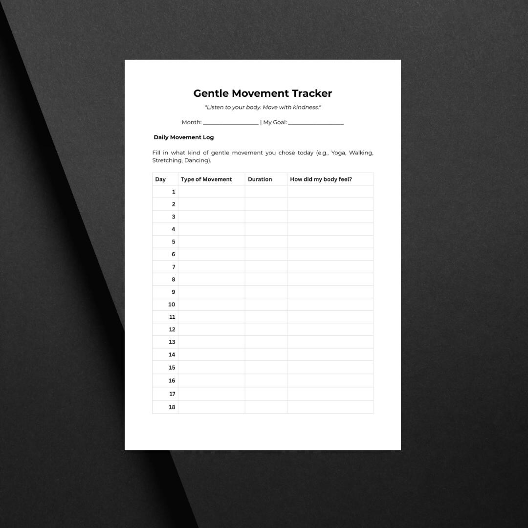 Gentle Movement Tracker | Minimalist Workout Log and Yoga Stretching ...