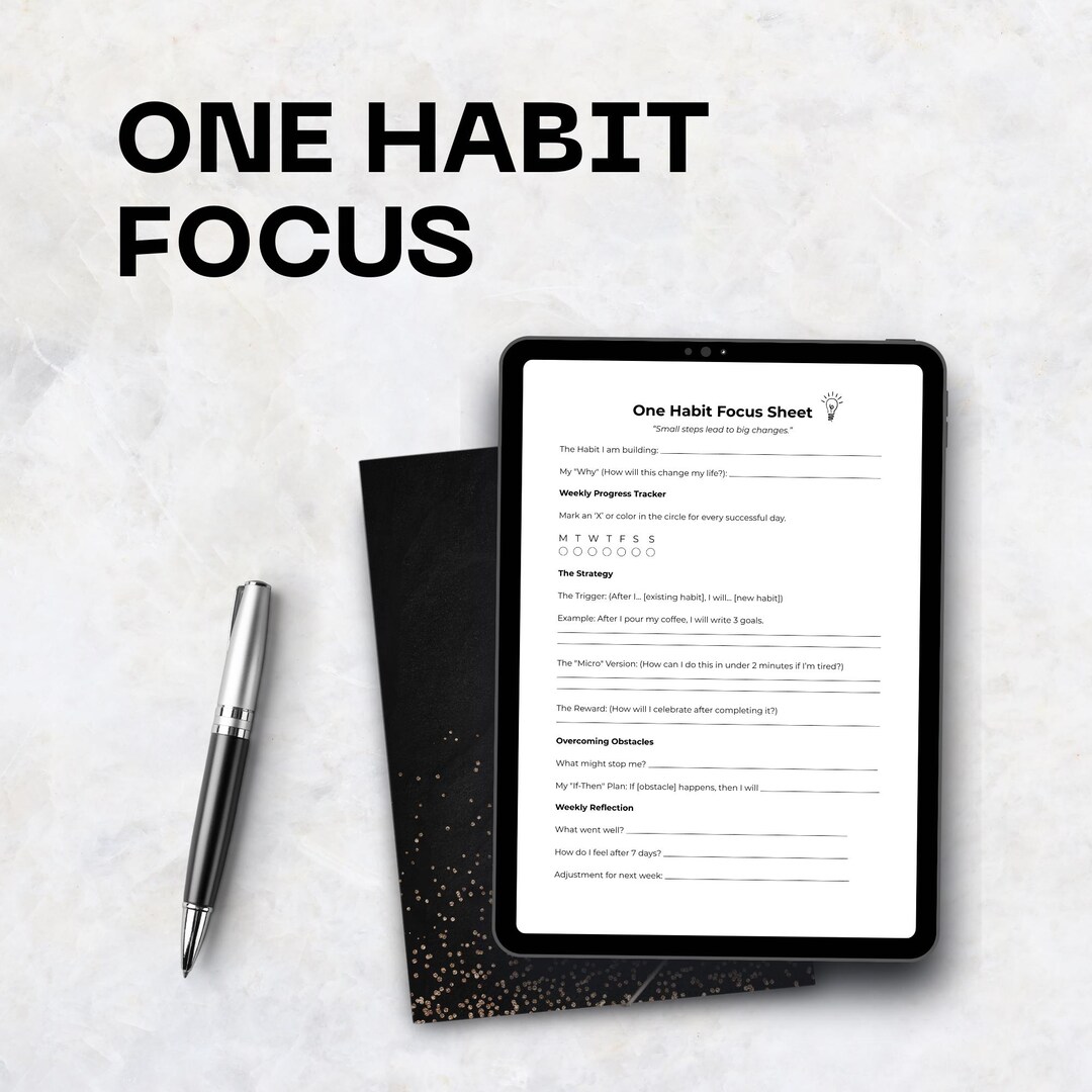 One Habit Focus Sheet, Habit Tracker PDF, Daily Routine Builder ...