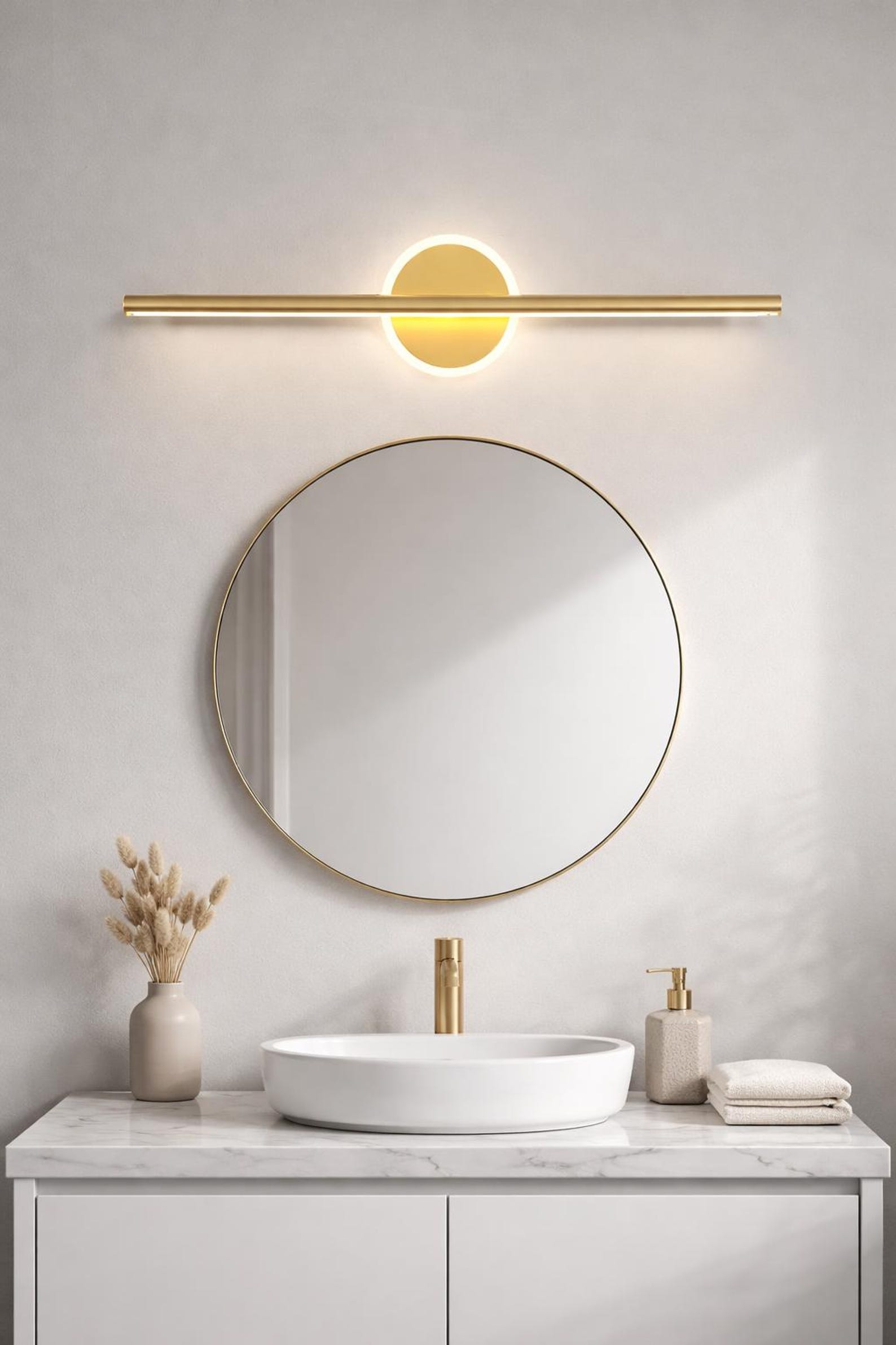 Minimalist LED Wall Sconce – Gold or Black Bathroom Vanity Light - Etsy