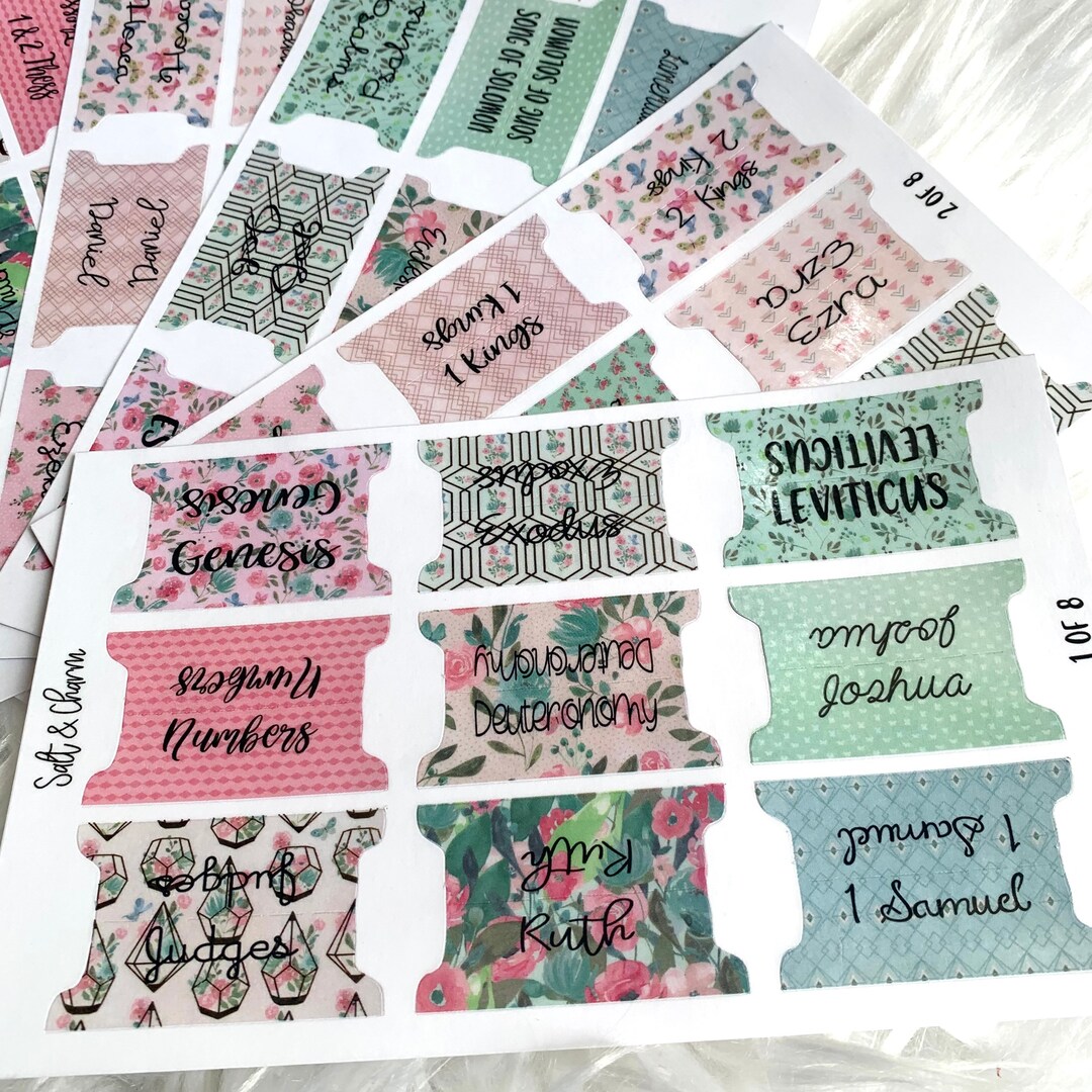 Bible Tabs Laminated Bible Tabs With Adhesive Books of the Bible Tabs ...