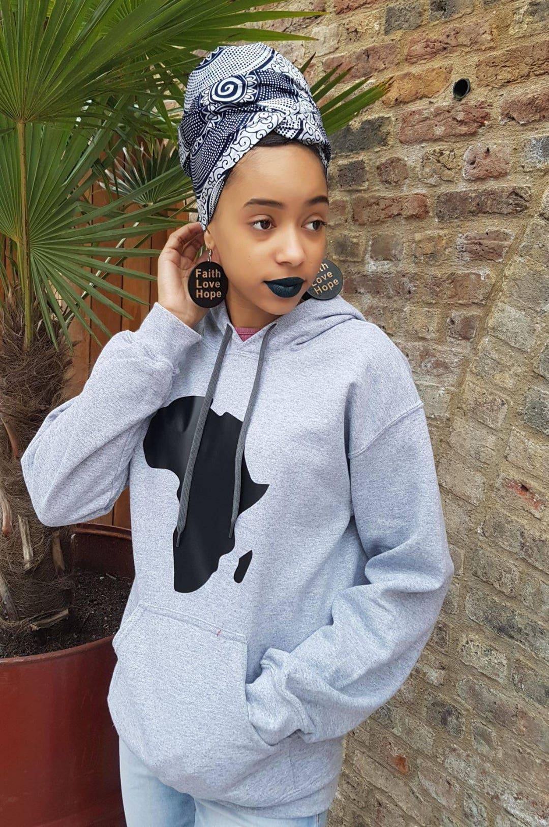 Grey African Map Hoodie: Ankara Print Sweatshirt - Etsy