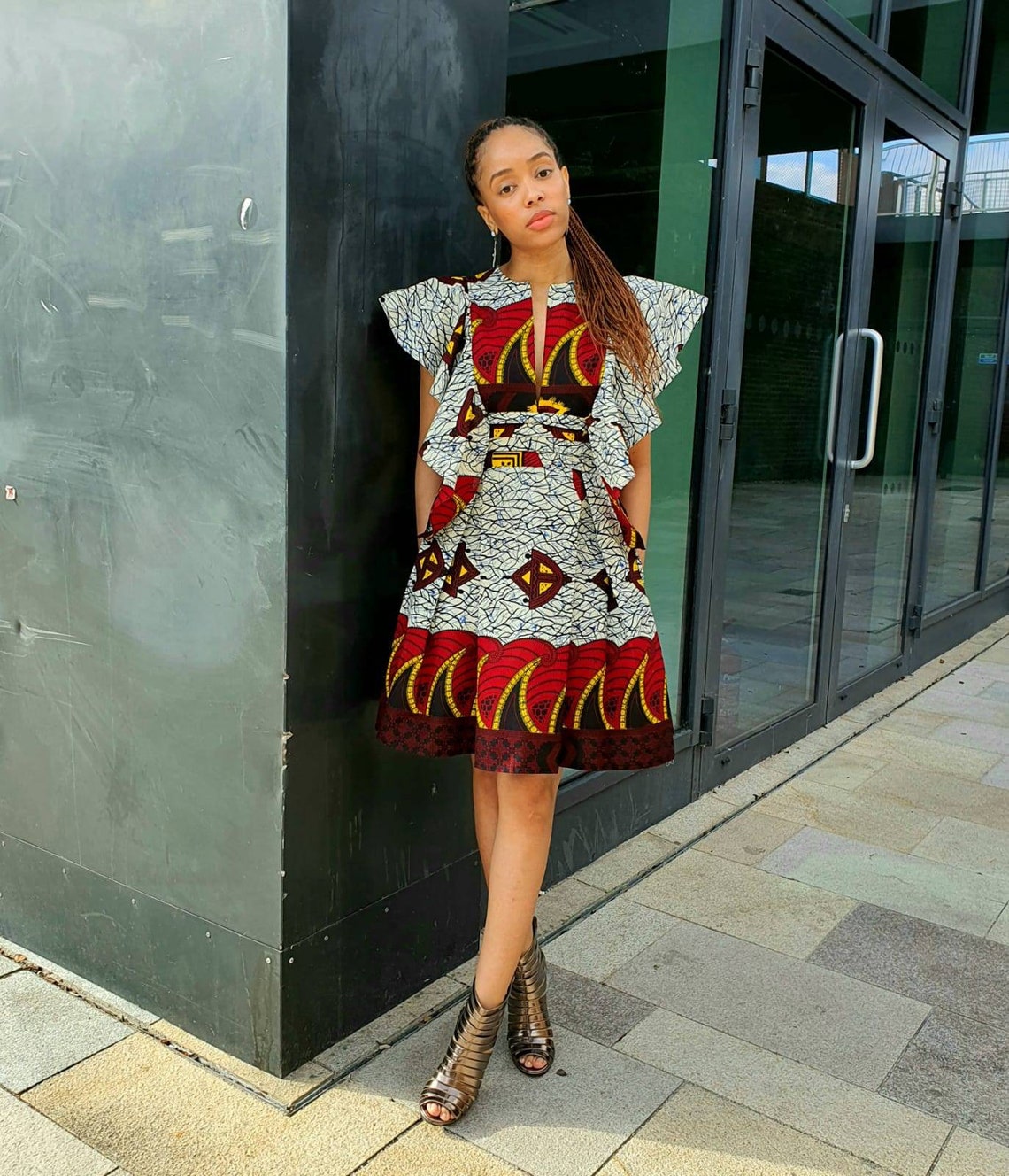 African Print Party Dress Bold Print Dress Fit and Flare - Etsy