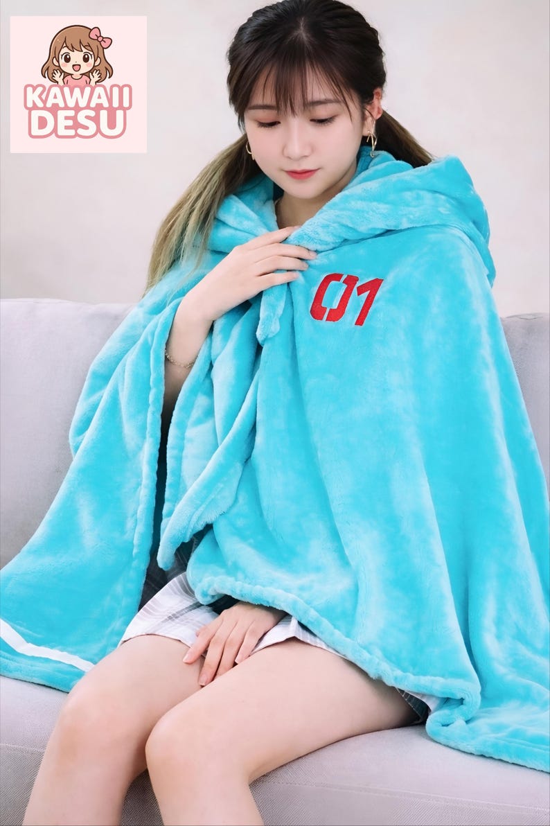 Hatsune Miku Wearable Blanket – Multi-use Plush Blanket Hoodie – Kawaii ...