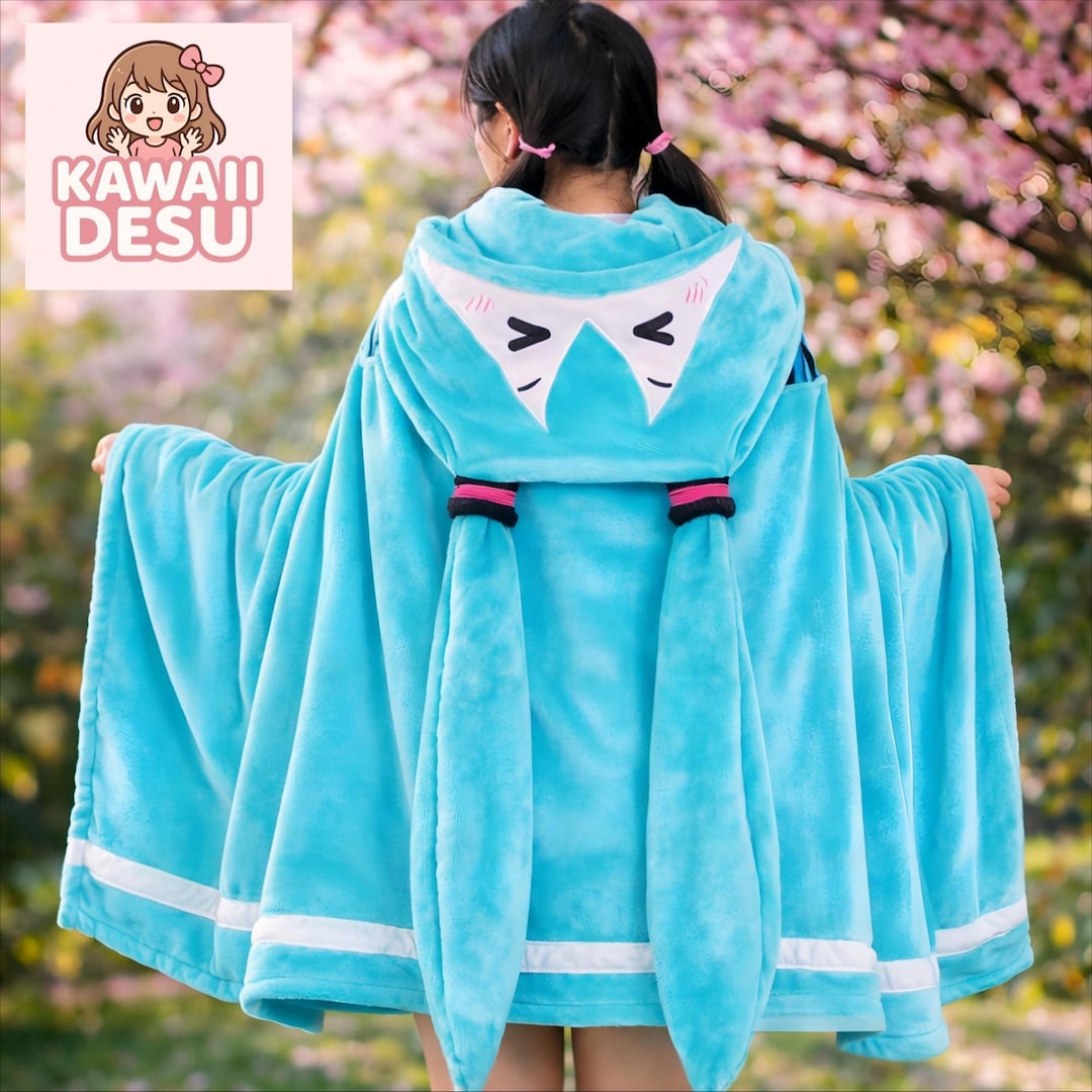Hatsune Miku Wearable Blanket – Multi-use Plush Blanket Hoodie – Kawaii ...