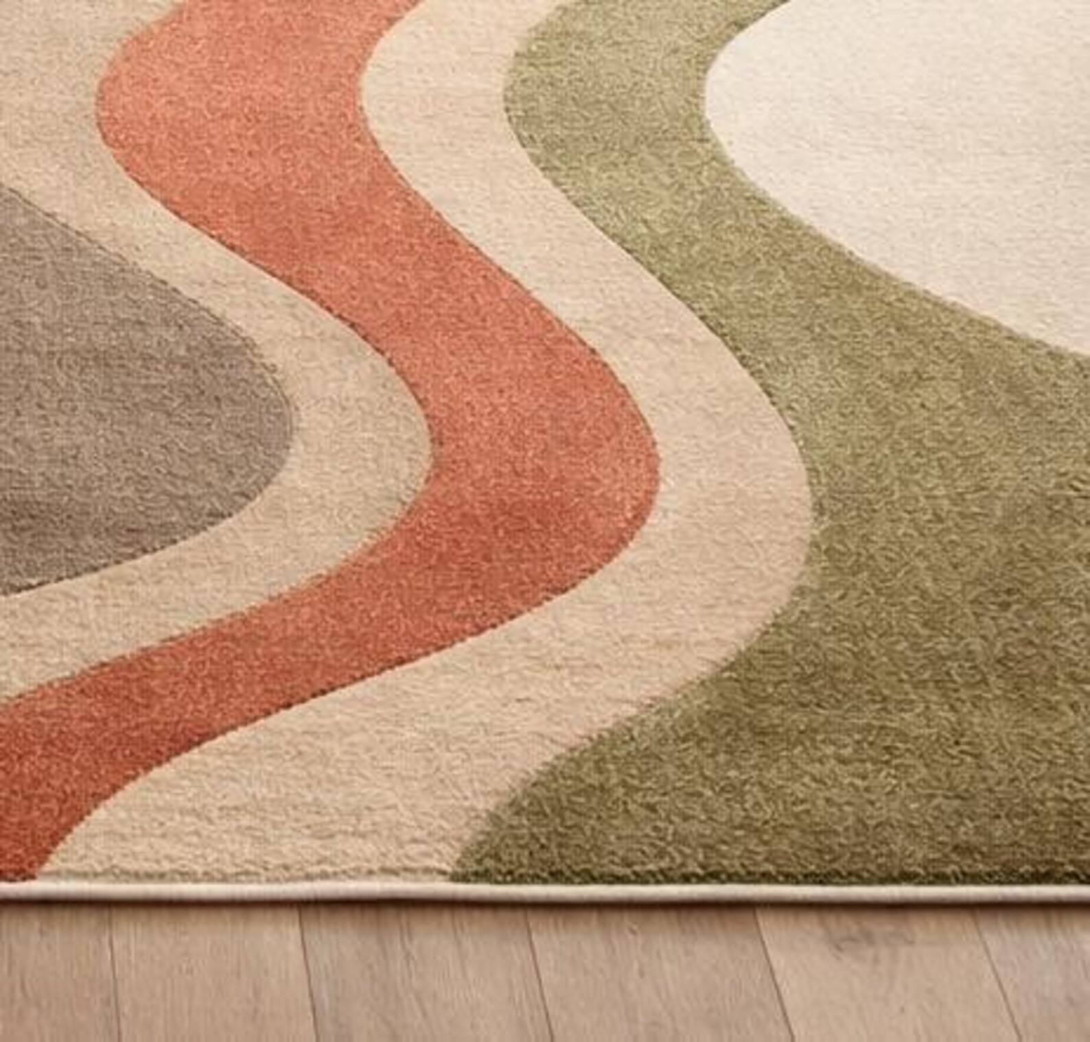Hand Tufted Wool Area Rug Modern Abstract Wavy Disigner Rug for Living ...