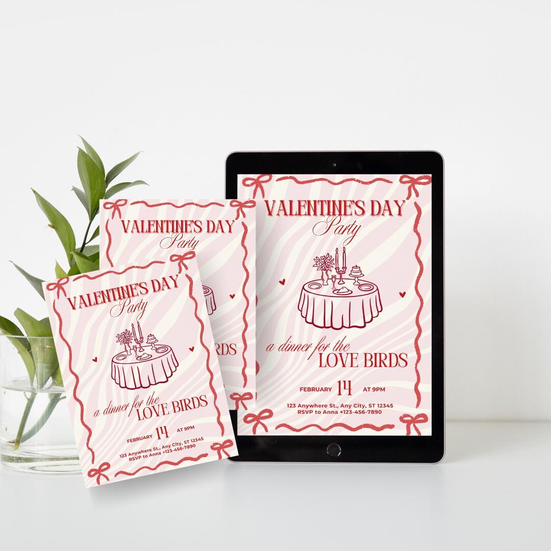 Editable Valentine’s Day Party Invitation Template, Valentine's Party ...