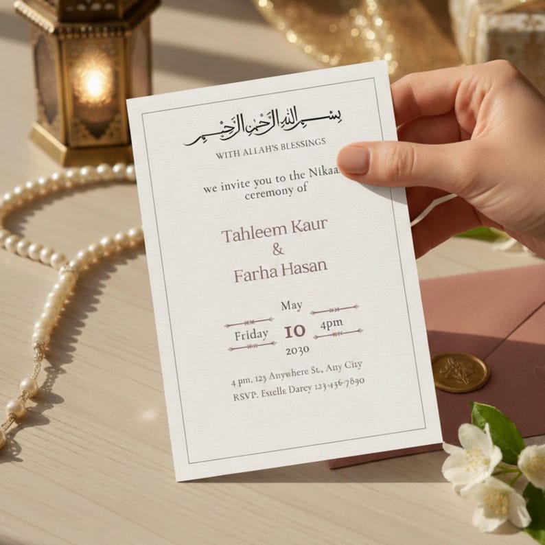 Minimal Islamic Wedding Invitation, Editable Nikah Template (canva ...