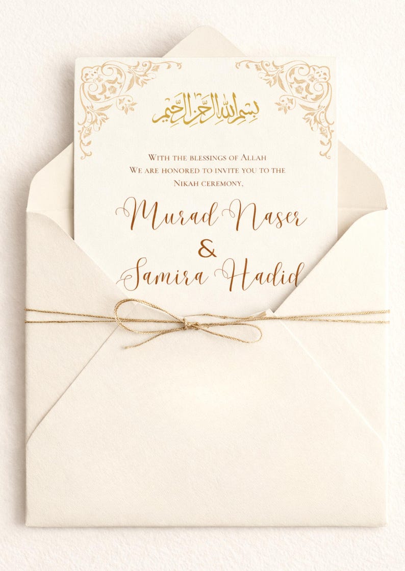 Editable Islamic Nikah Invitation Template, Minimal Muslim Wedding ...