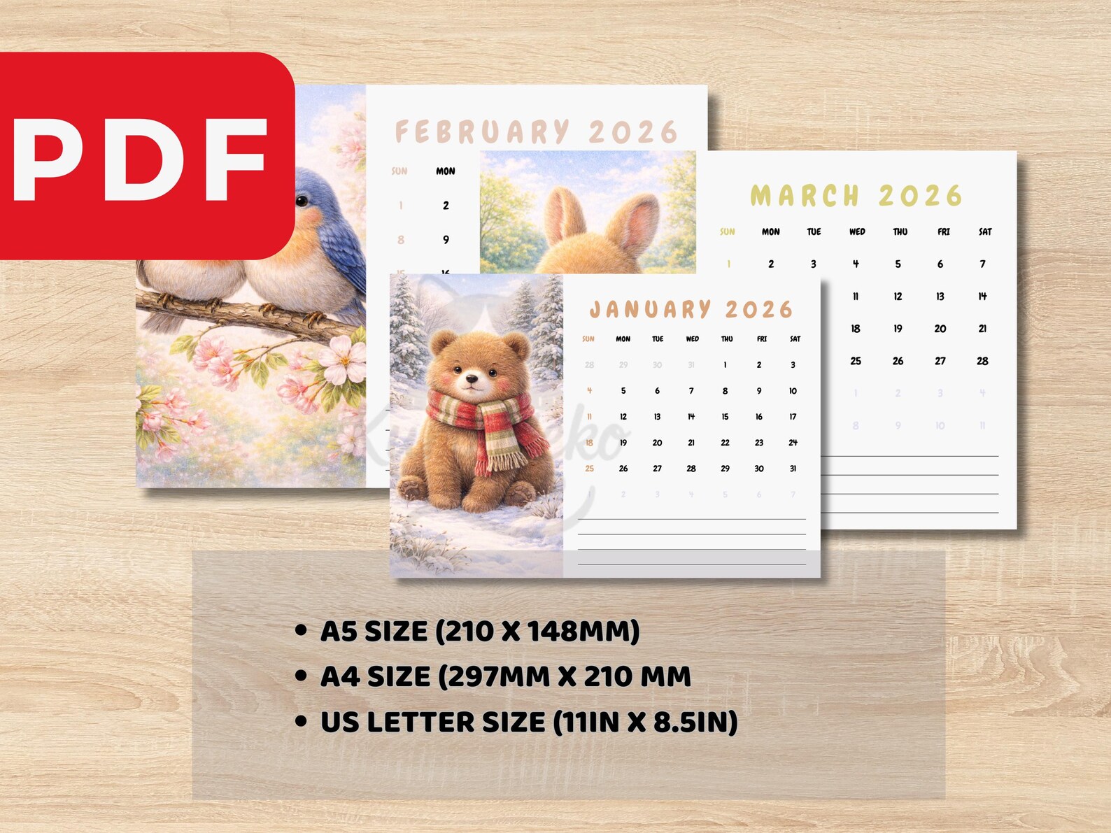 2026 Calendar: 2026 Cute Calendar(digital Download) - Etsy