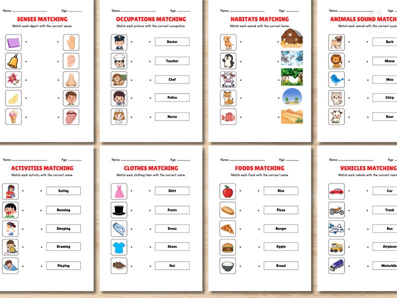 Word Matching Worksheet | Vocabulary Activities for Kids (PDF Download ...