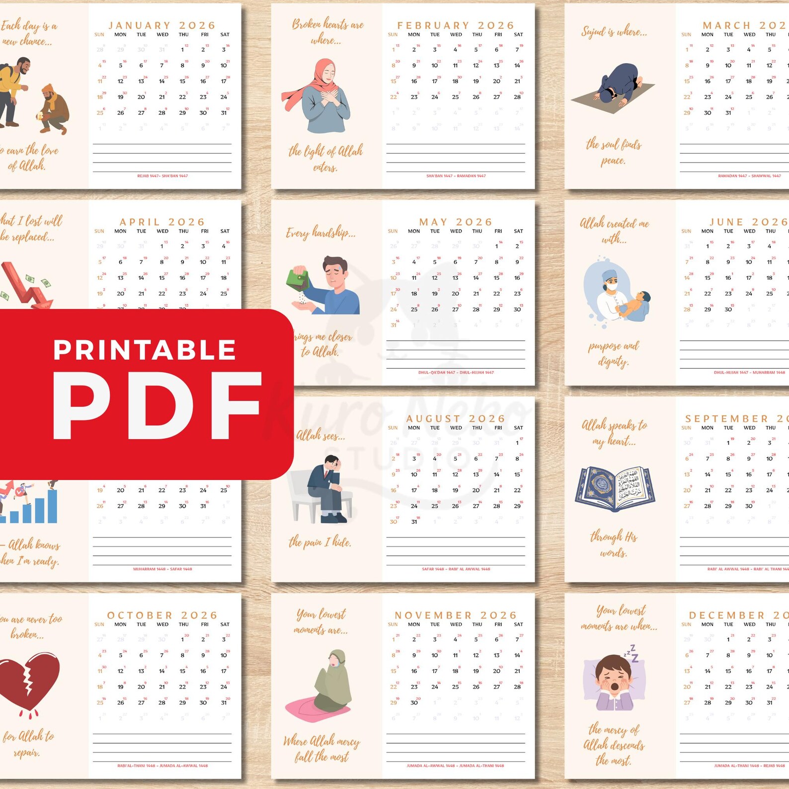 2026 Islamic Calendar Printable | Hijri & Gregorian | Clean Planner ...