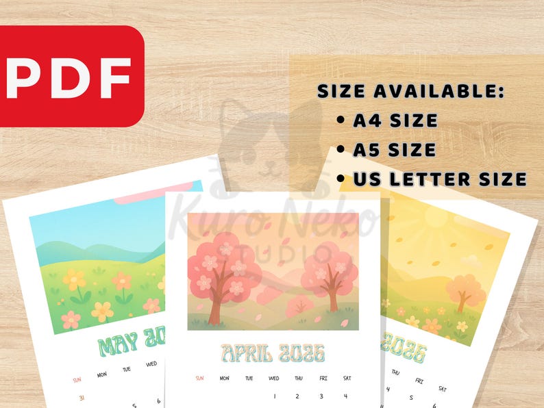 Pastel Scenery 2026 Calendar (digital Download) - Etsy