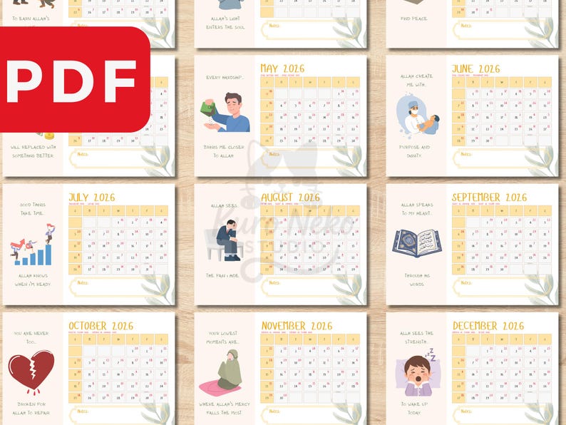 2026 Islamic Calendar Printable | Monthly Planner With Notes | A4 A5 ...