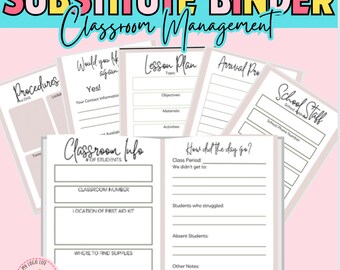 Teacher Resources Sub Binder Pack Printables, Substitute Teacher ...