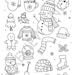 Winter Doodles Coloring Pages & Clipart | Printable PDF | PNG Icons ...