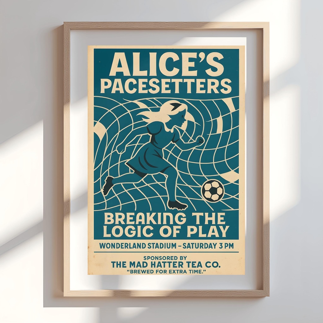 Vintage Football Wall Art - Retro Alice in Wonderland Soccer Poster - Etsy