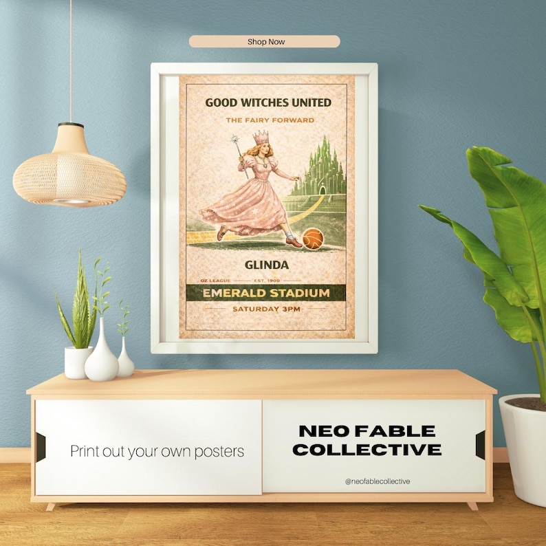 Vintage Wizard of Oz Football Print | Glinda Witch Retro Poster | Wall ...
