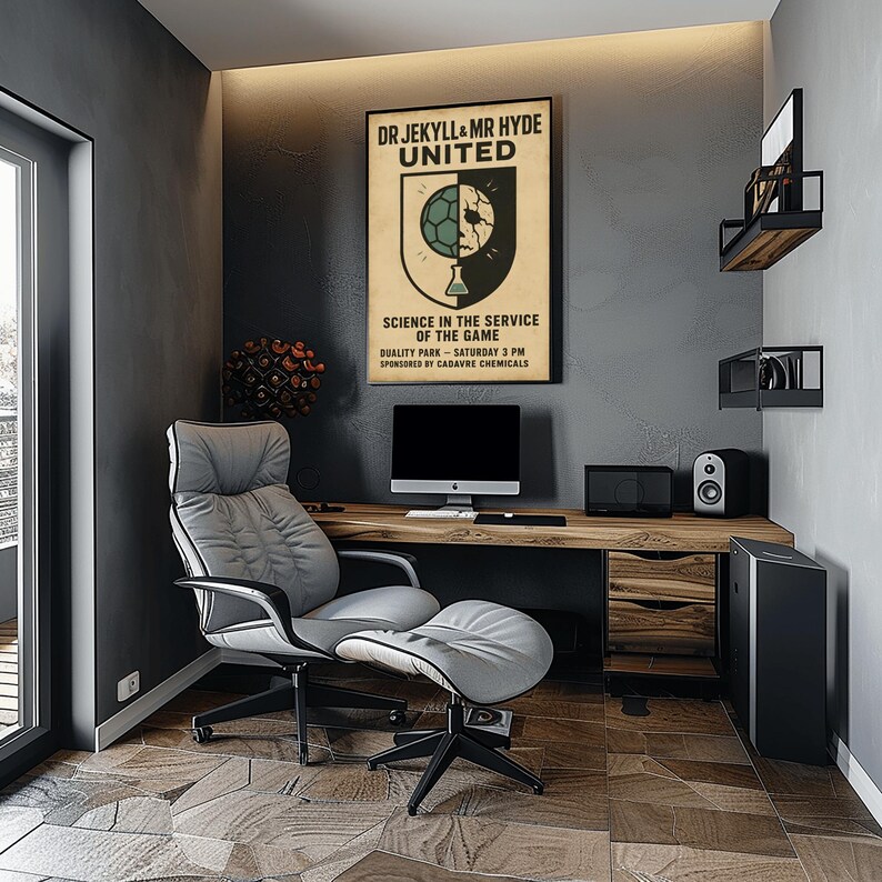 Jekyll and Hyde Retro Football Crest Logo, Soccer Poster, Man Cave ...