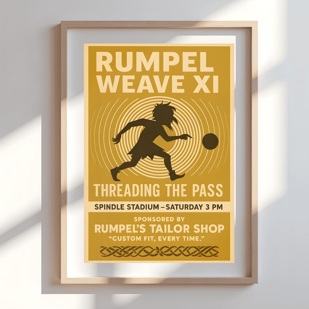 Fairy Tales Retro Football Club Print Rumpelstiltskin Soccer Poster Man ...