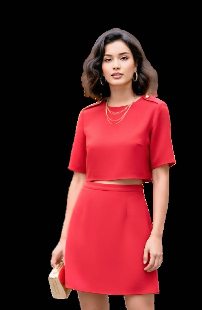 Two Piece Dress Sewing Pattern | Women's Top & Skirt Set (PDF A0 A4 US ...