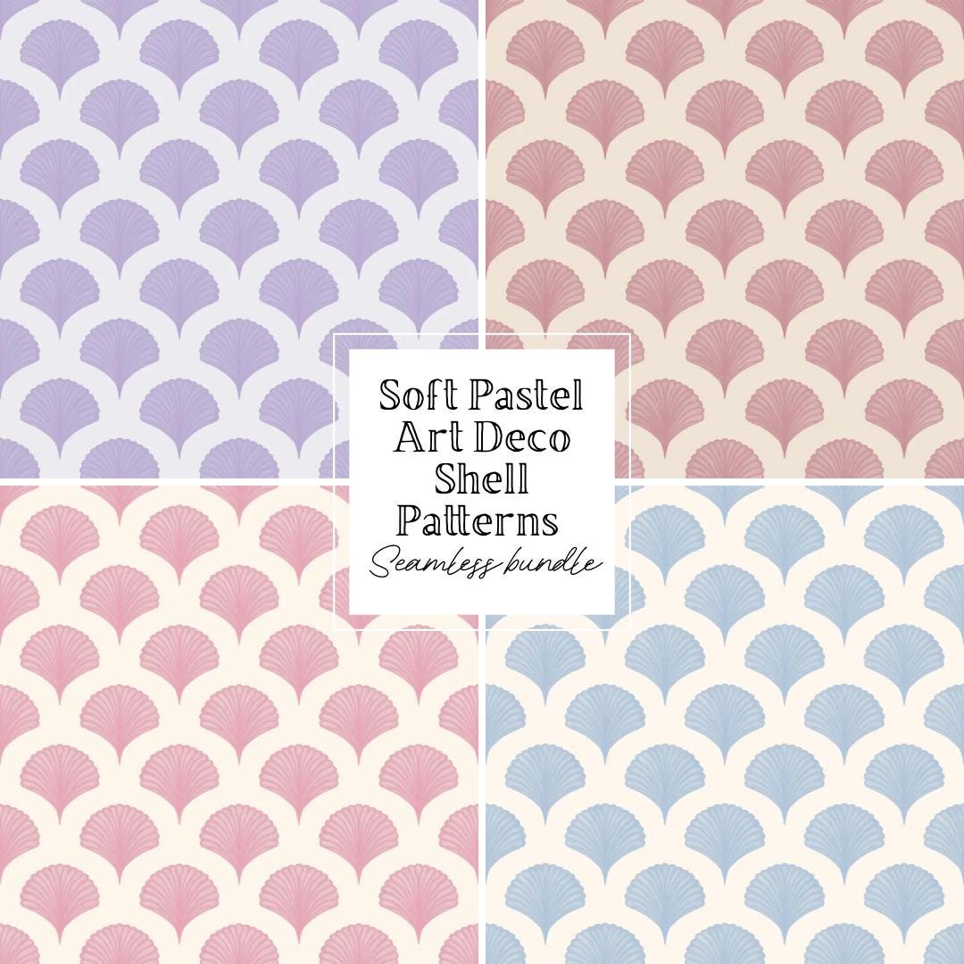 Soft Pastel Scallop Seamless Pattern Bundle L Cute&girly Pastel Digital ...