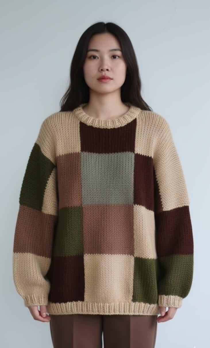 Oversized Fall Winter Color Block Knitwear - Etsy