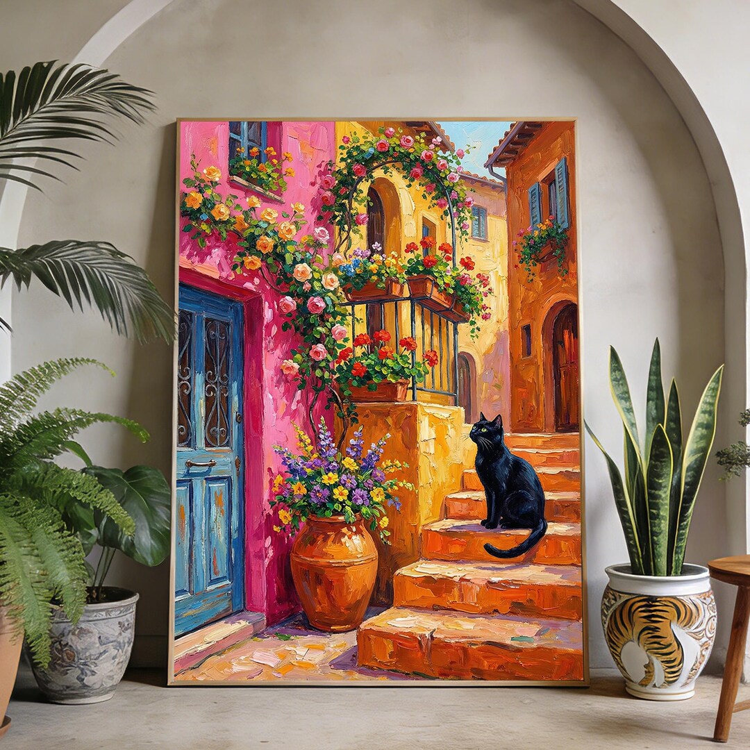 Original Colorful European Street Oil Painting, Hand Painted ...