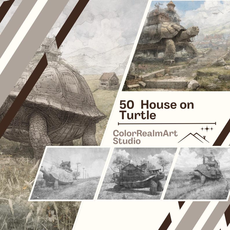 House on Turtle Coloring Book | 50 Fantasy Illustrations (PDF Download ...