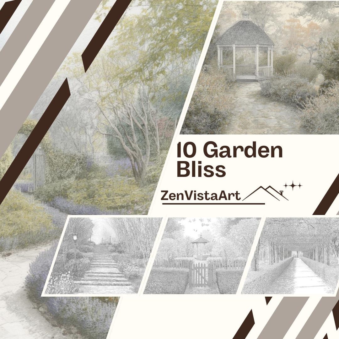 10 Garden Coloring Pages | Flower & Pathway Designs (PDF Download) - Etsy