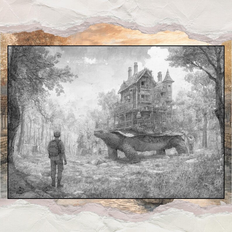 House on Turtle Coloring Book | 50 Fantasy Illustrations (PDF Download ...