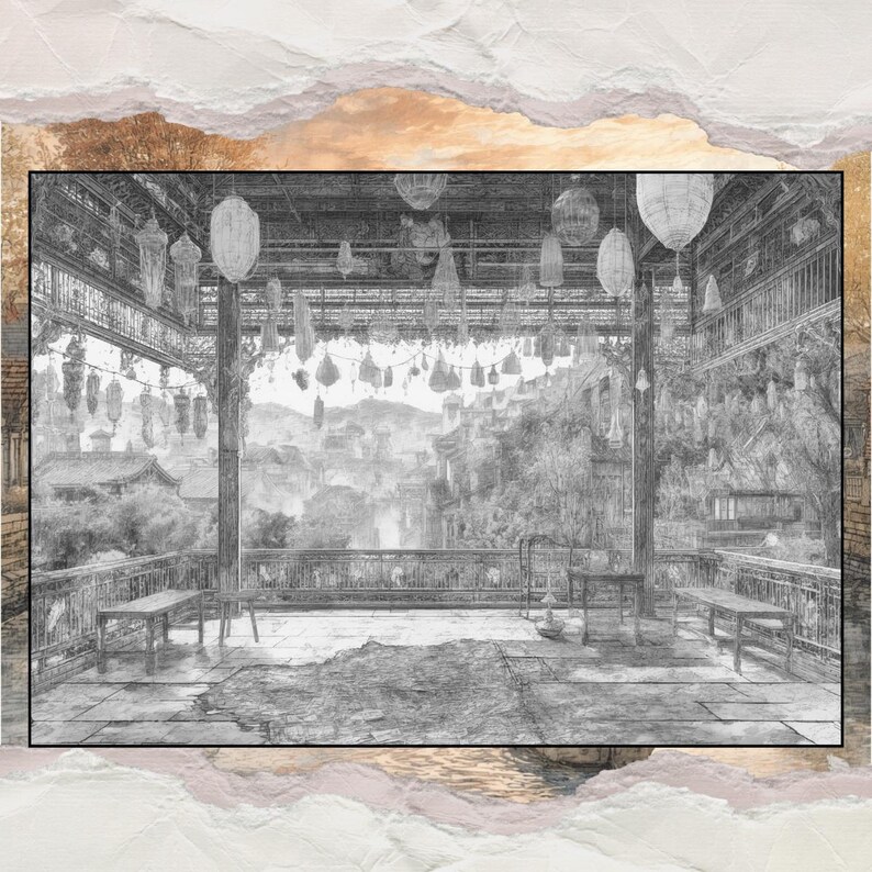 50 Windbell Sanctuary Coloring Pages Bundle | Calm Zen Garden With Wind ...