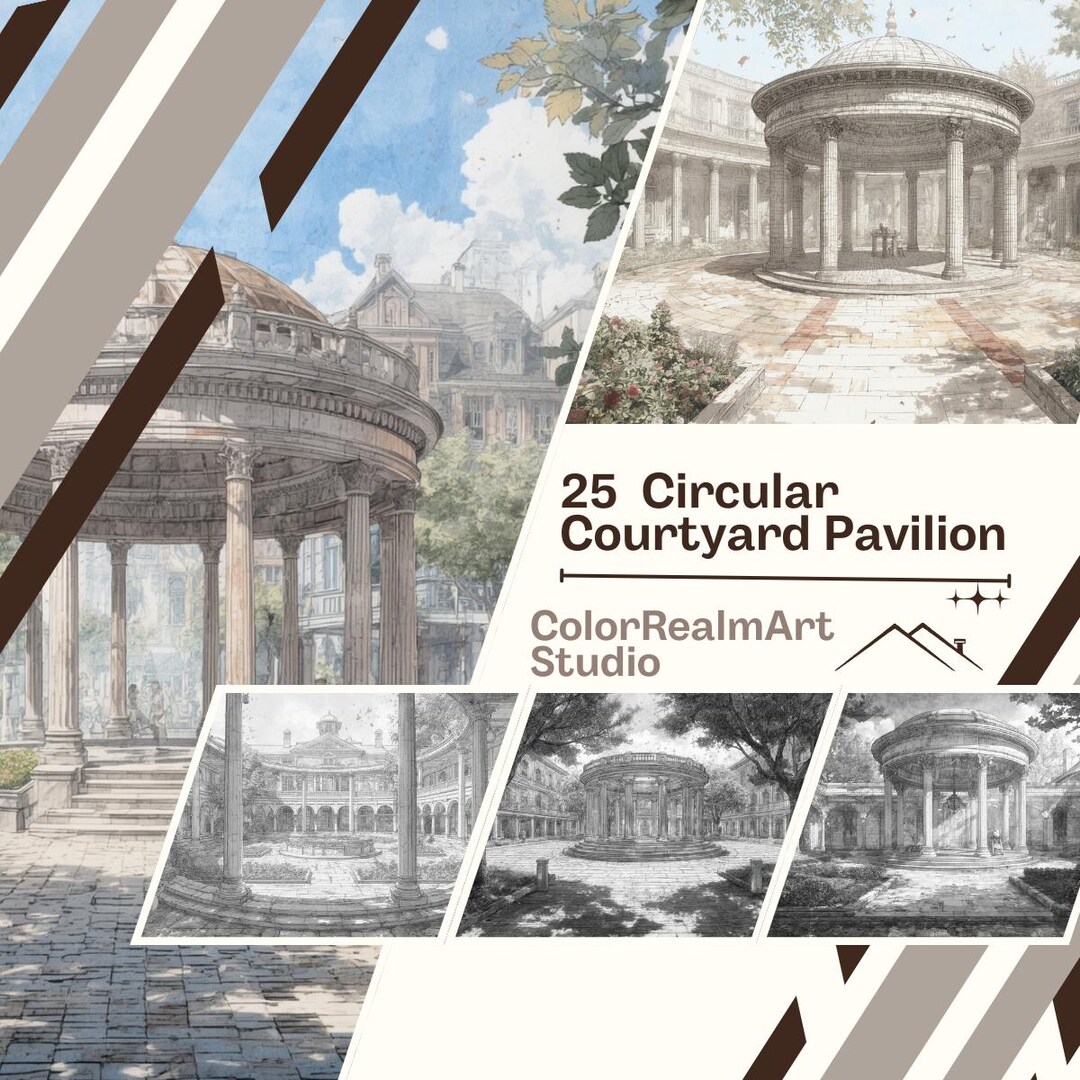 Circular Courtyard Pavilion Coloring Pages | 25 Printable Garden ...
