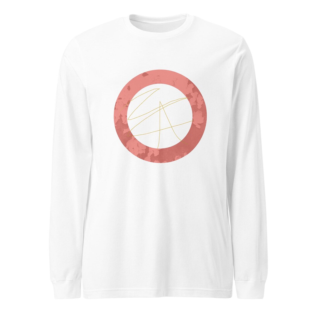 Minimalist Coral Circle With Gold Line Accents Long Sleeve Tee - Etsy