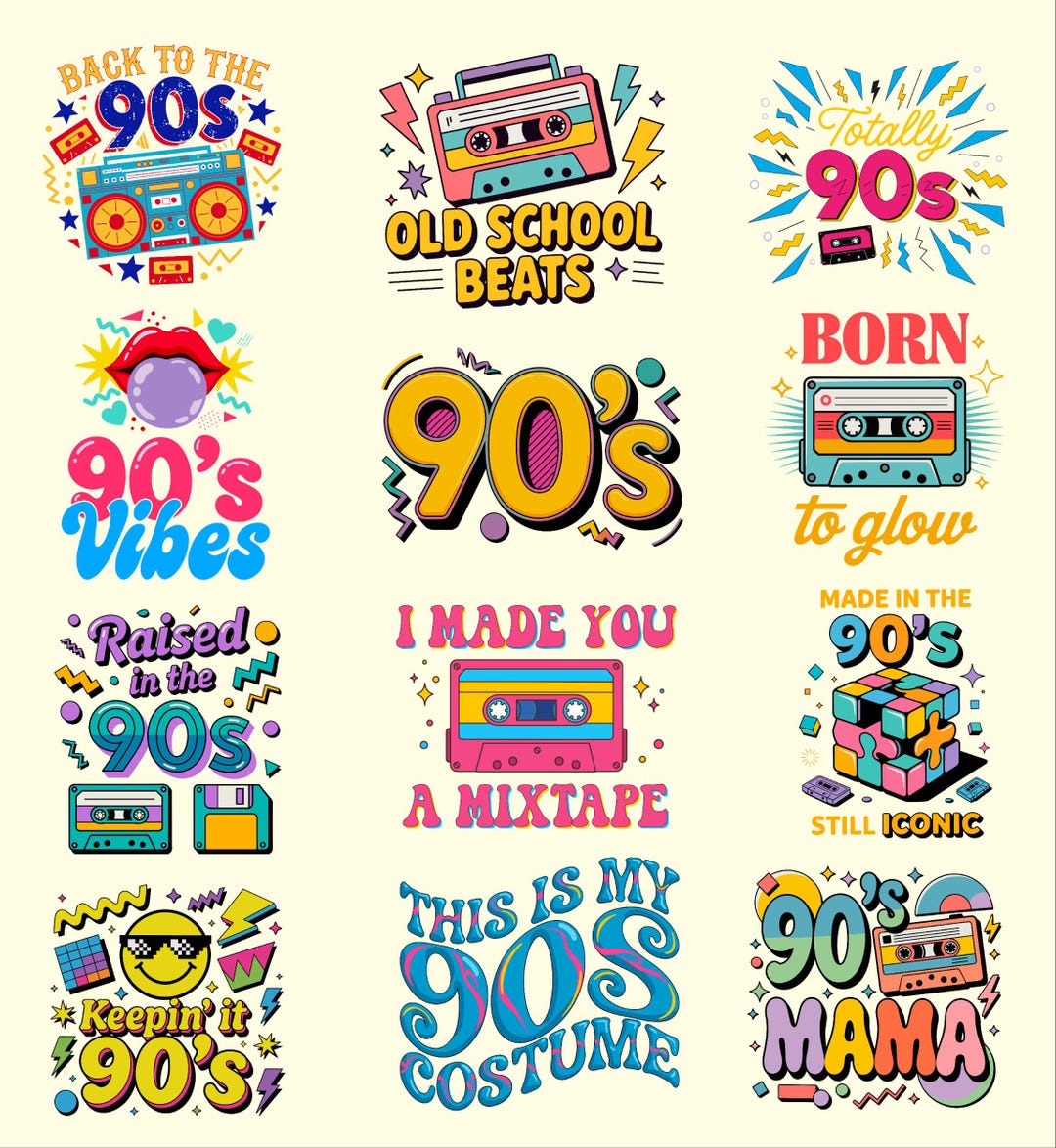 90s Nostalgia PNG SVG Bundle | Retro Clipart Pack | Hip Hop Graphics ...